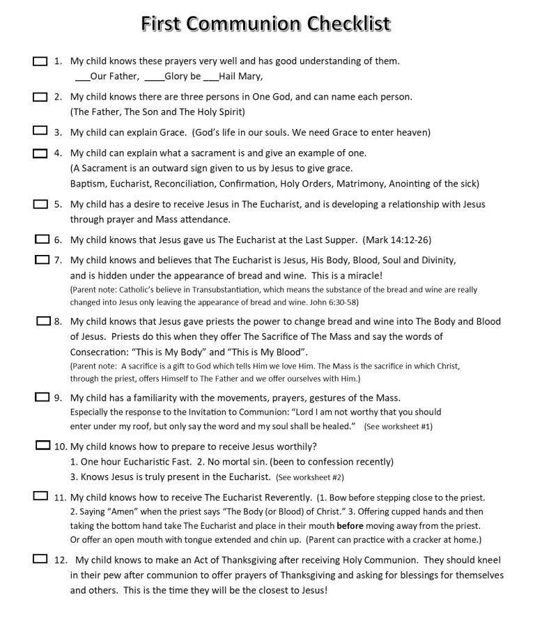 First Holy Communion Preparation – St. Bartholomew – St. Joseph